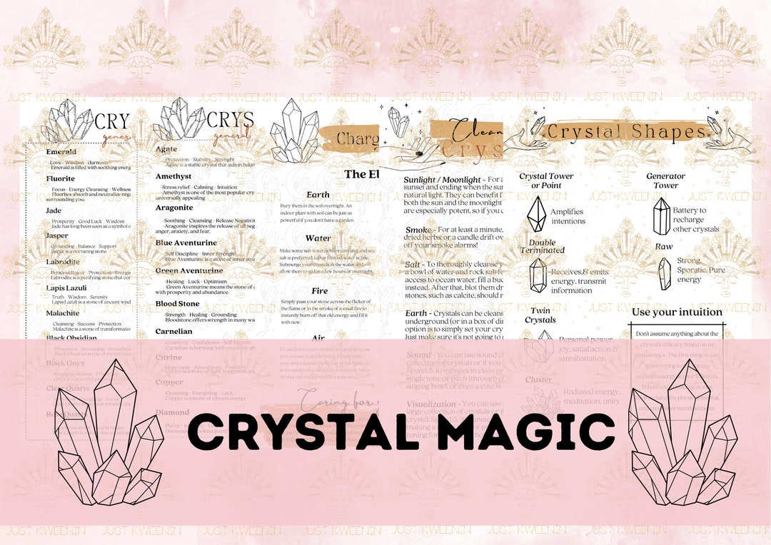 Crystal Magic Witchcraft Printable Grimoire Pages, Crystal Magick ...