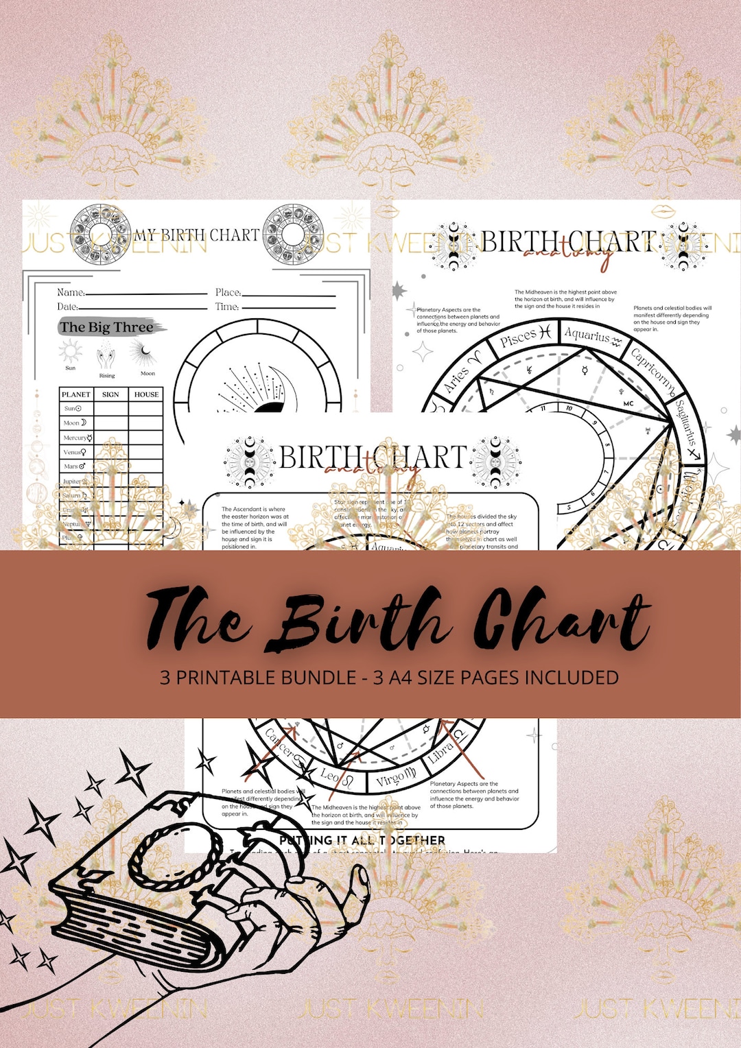 Birth Chart Cheat Sheet, Natal Chart Printable Page, - Etsy