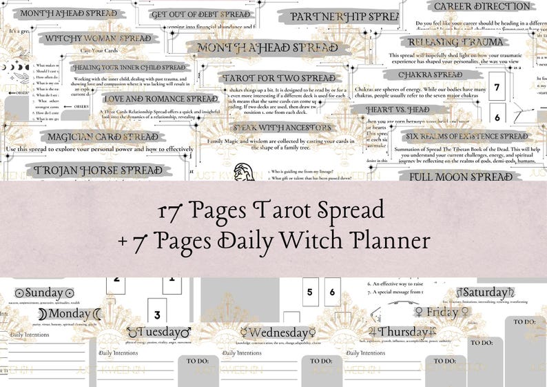 Printable Tarot Card Spread Set,learn Tarot,daily Spread,one Card ...