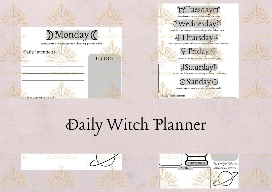 Daily Witch Planner, Witchy Printable Pages, Witchy Planner, Book of ...