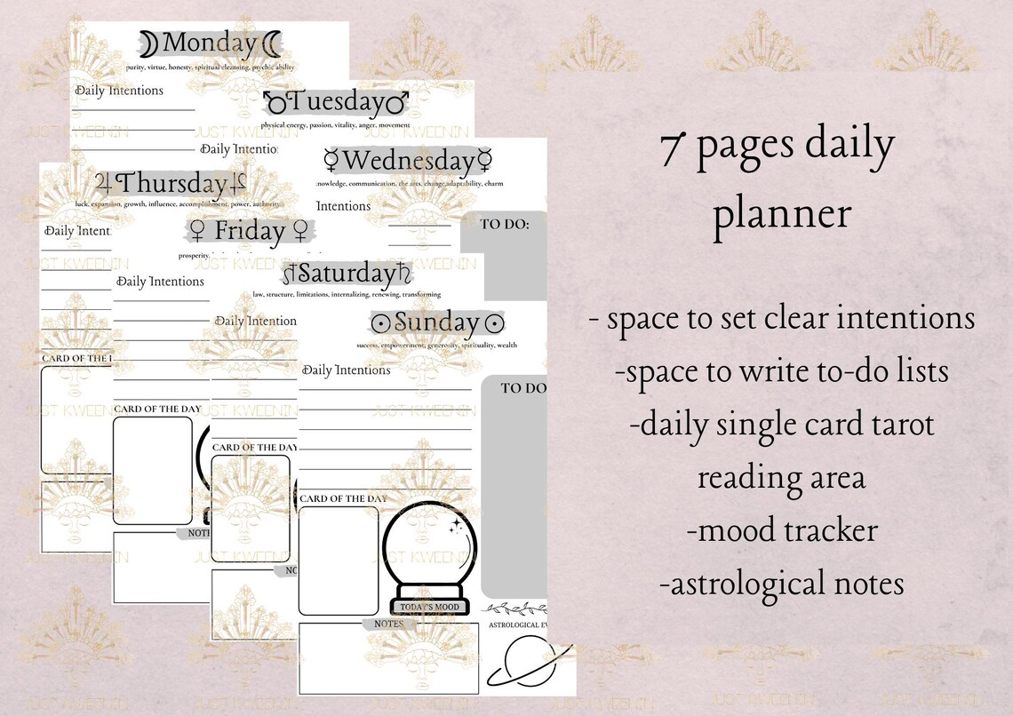 Daily Witch Planner, Witchy Printable Pages, Witchy Planner, Book of ...