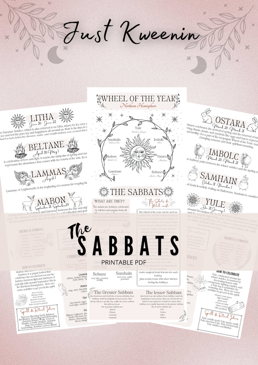 The Sabbats Printable Grimoire Pages, Wiccan Traditions Pagan Magic ...