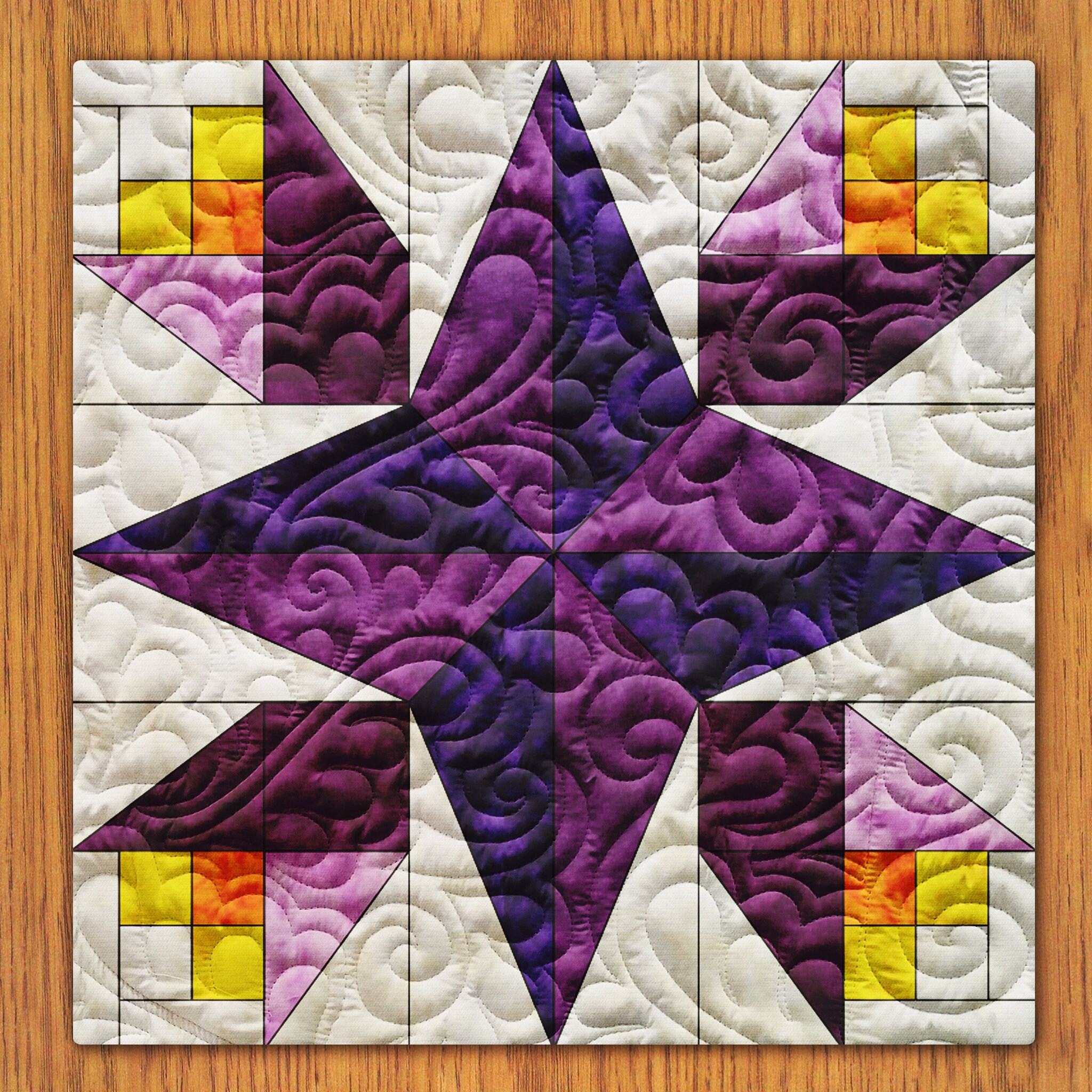 20 and 24 Inch Size Versions Included Shining Tulips Star Quilt Block ...