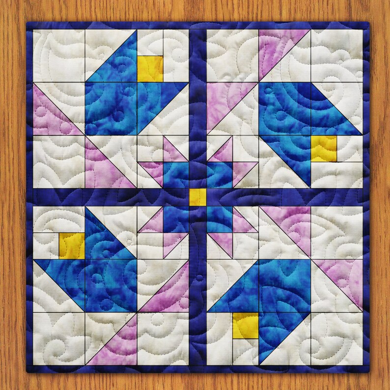 Tulips Star Quilt Block PDF Pattern With Video Tutorial 16 | Etsy