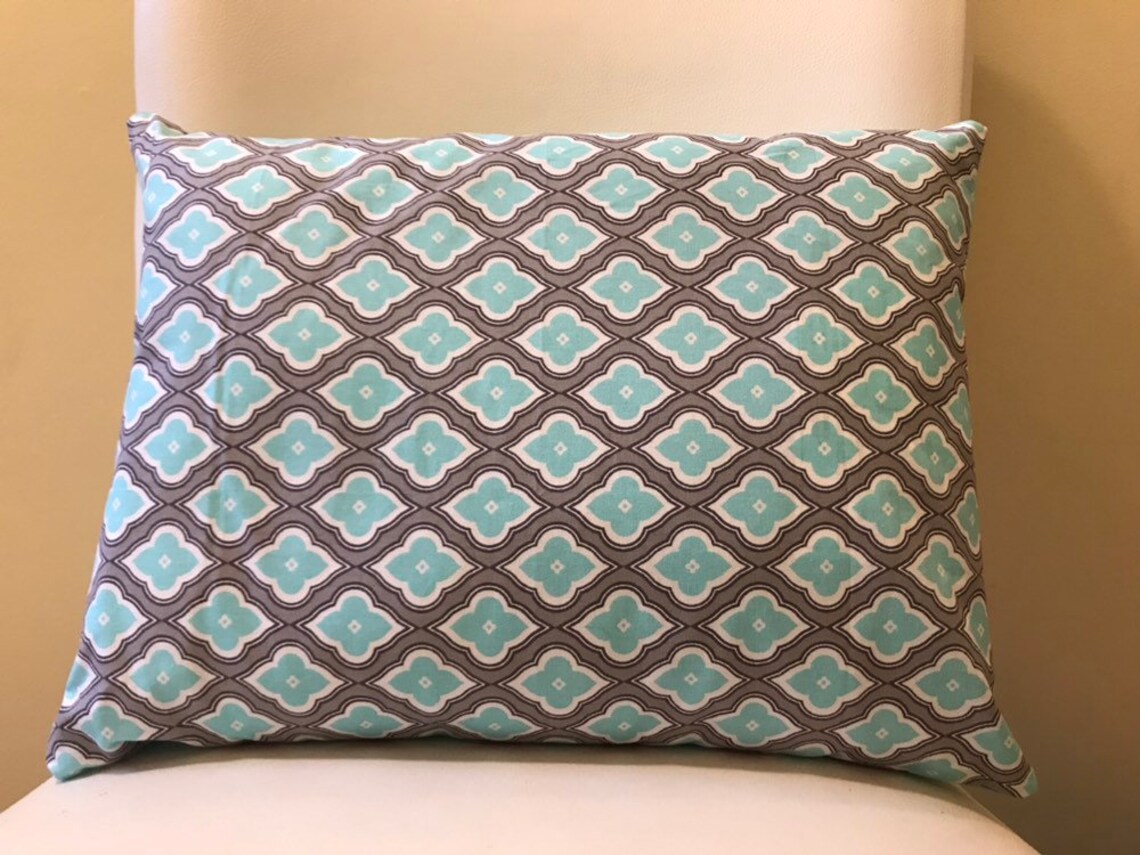 Teal, White and Gray Ogee Print Pillow - Etsy