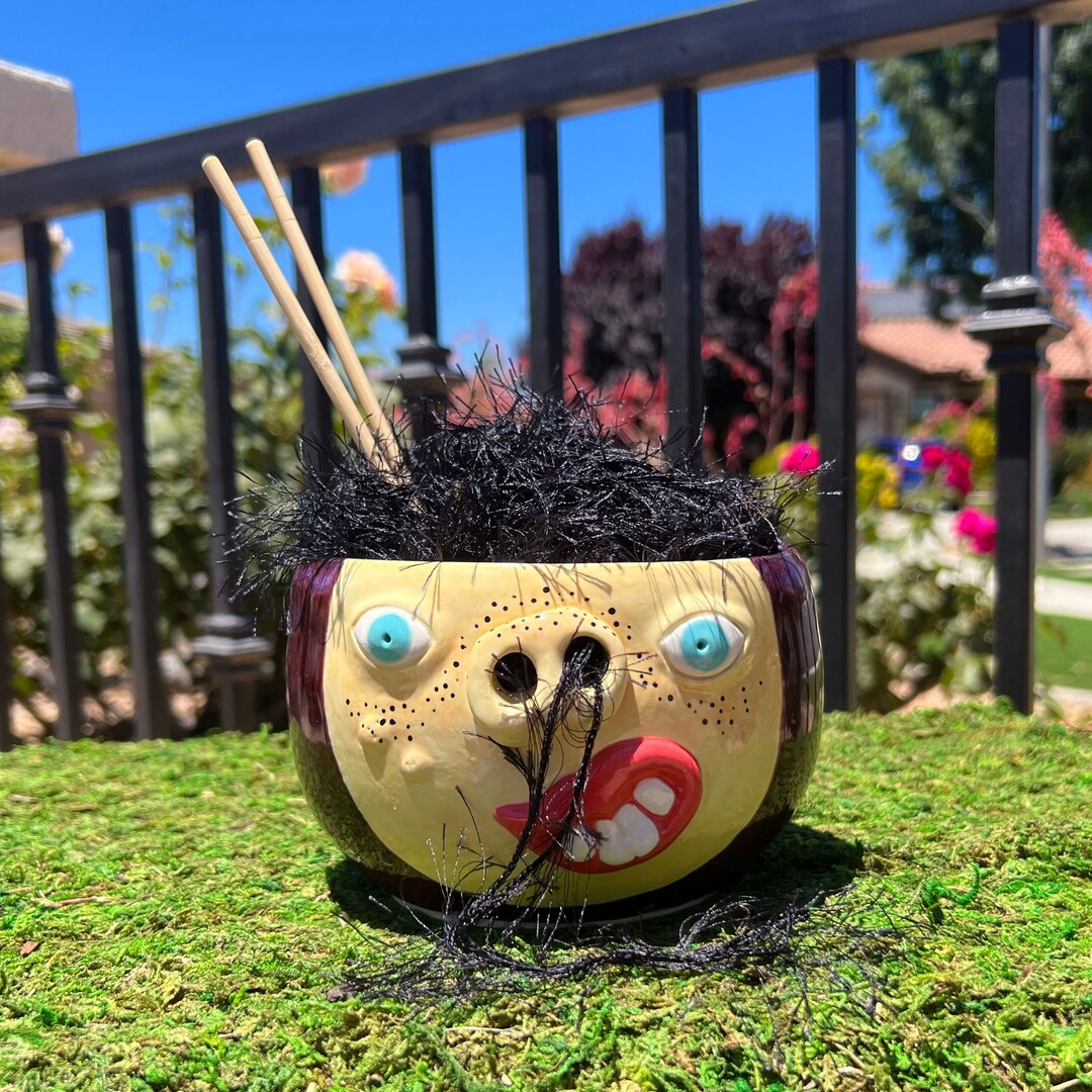 Purple Yarn Bowl Face Pottery, Yarn Bowl Ceramic, Yarn Bowl Face, Yarn ...