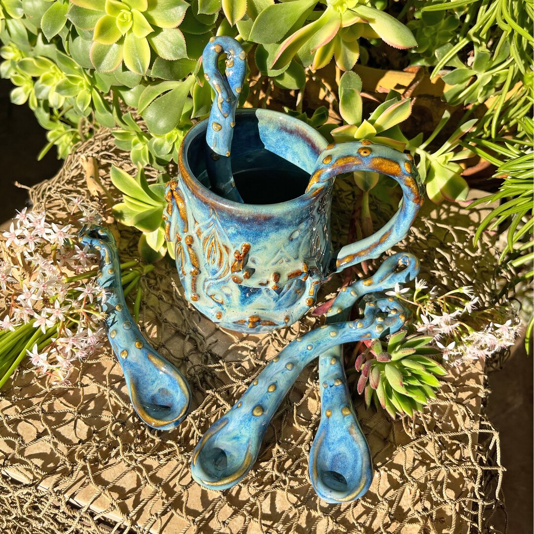 Octopus Spoon Pottery // Octopus Utensils, Octopus Gifts, Spoons, Ocean ...