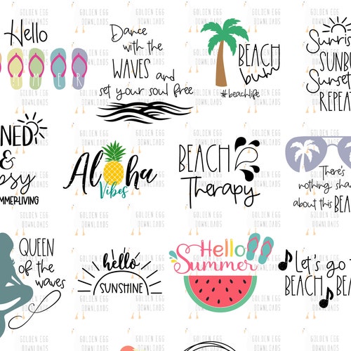 Beach SVG Bundle Summer SVG Bundle Beach Tee Designs - Etsy
