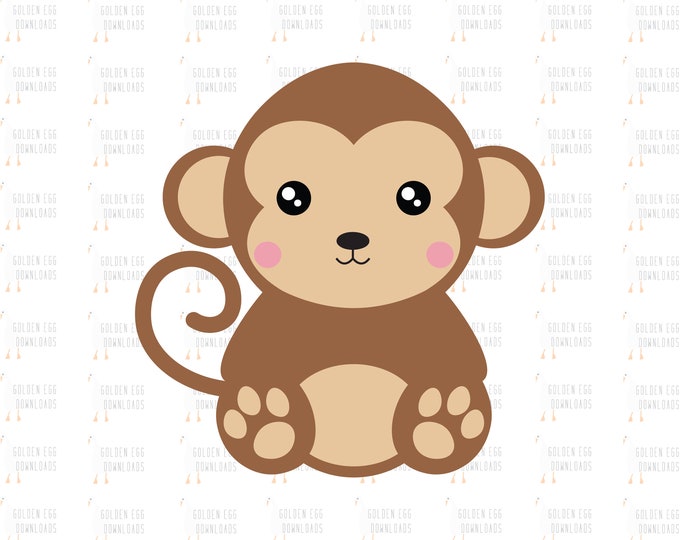 Cute Monkey SVG, Monkey SVG, Jungle SVG, Instant Download, Cute Monkey ...