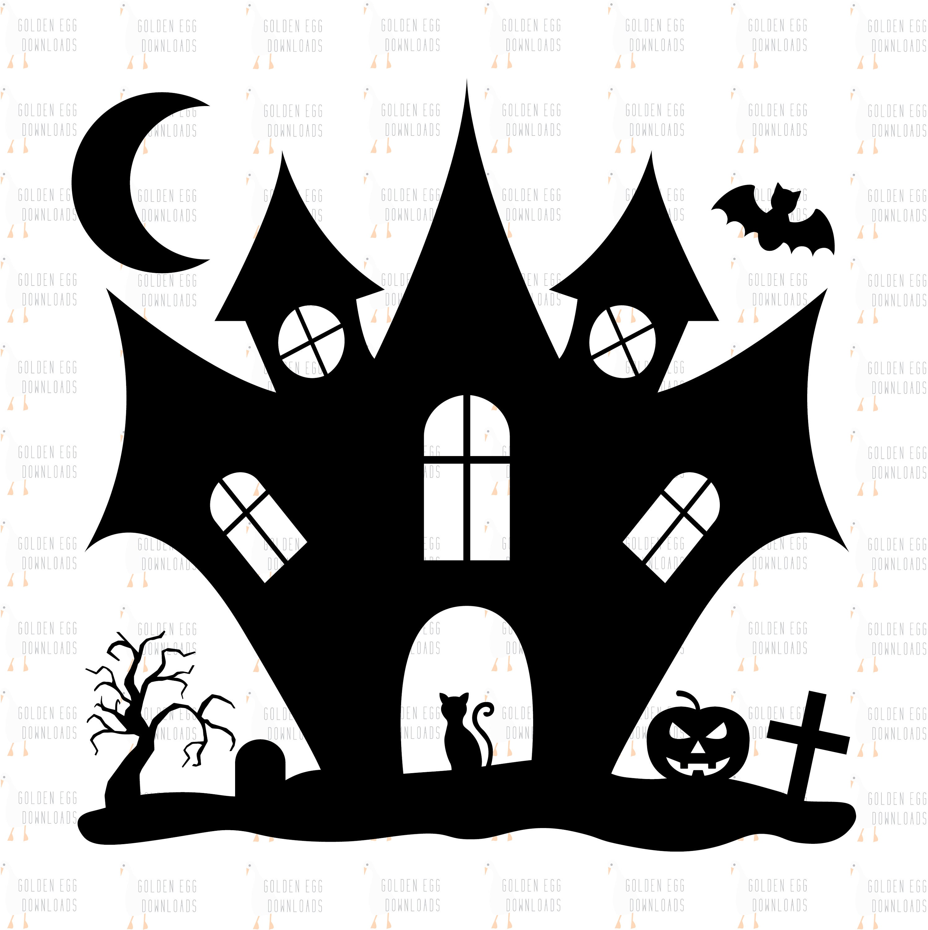 Haunted House SVG Haunted House Silhouette Spooky House SVG | Etsy