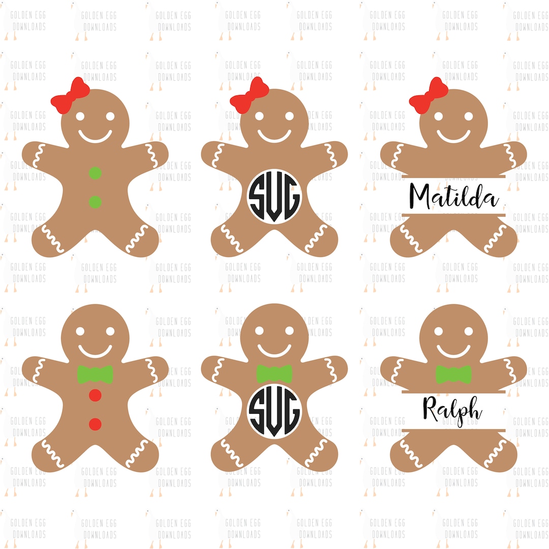Gingerbread Man SVG, Gingerbread Girl SVG, Gingerbread Monogram SVG ...
