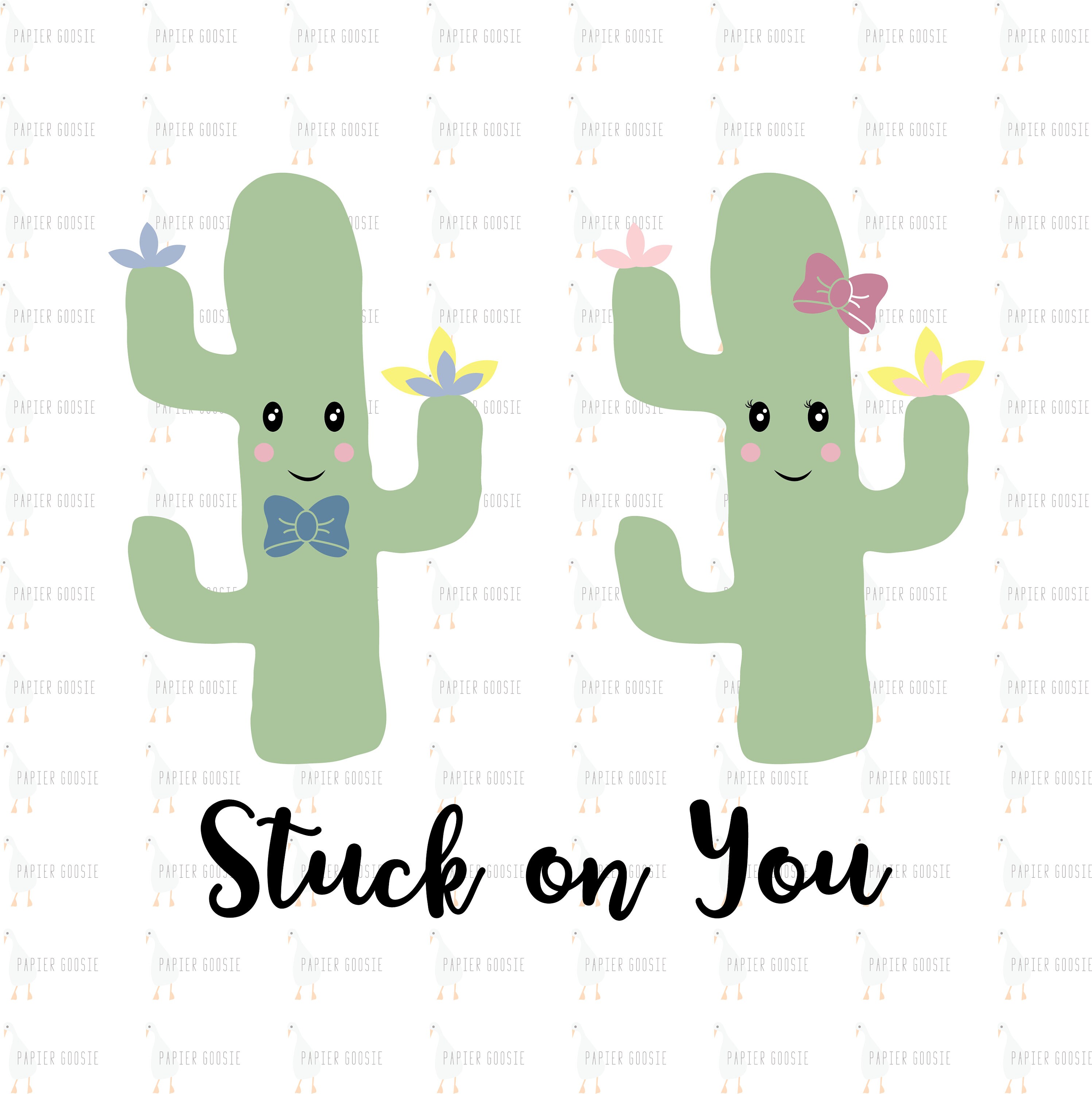 Cute Cactus SVG Stuck On You SVG Boy Cactus Girl Cactus | Etsy