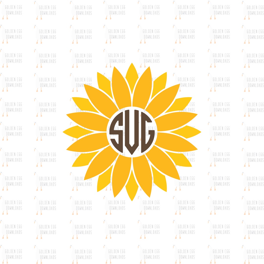 Sunflower Monogram SVG, Sunflower SVG, Sunflower Clipart, Flower ...