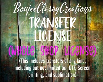 Printed Transfer License Whole Shop - Etsy