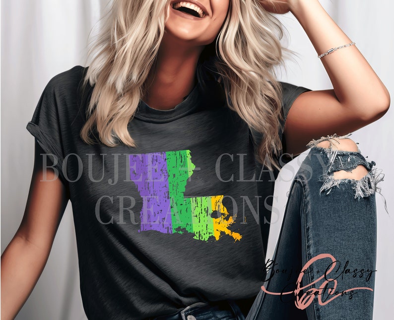 Mardi Gras Louisiana Distressed; PNG - DTF; Sublimation, Digital ...
