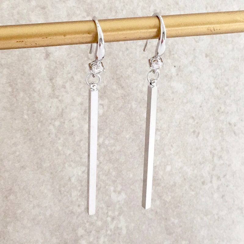 Silver Bar Earrings - Etsy
