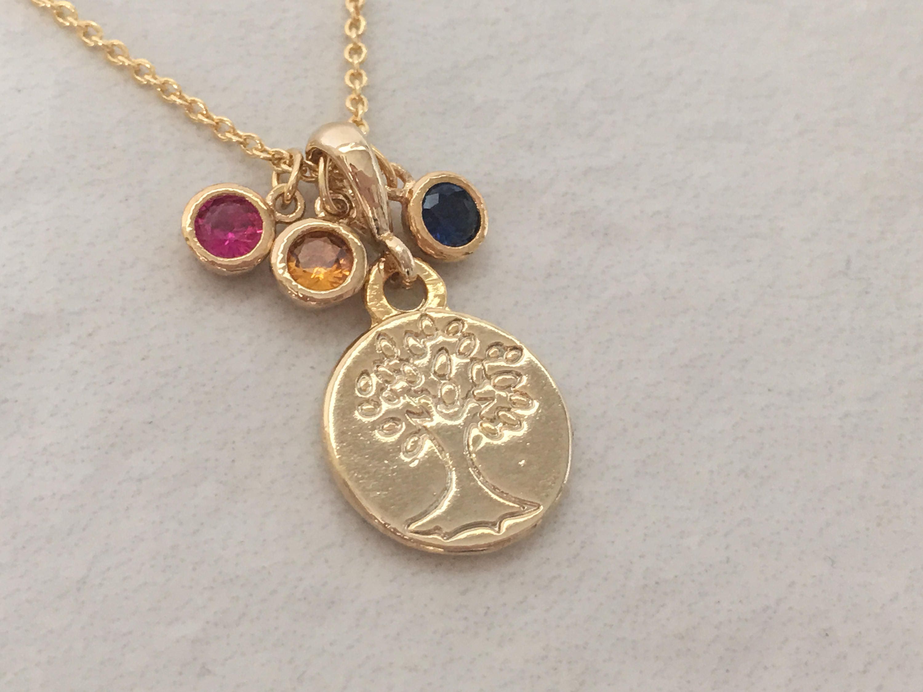 Sadie-family Tree Necklace,personalized Birthstone Necklace,gold ...