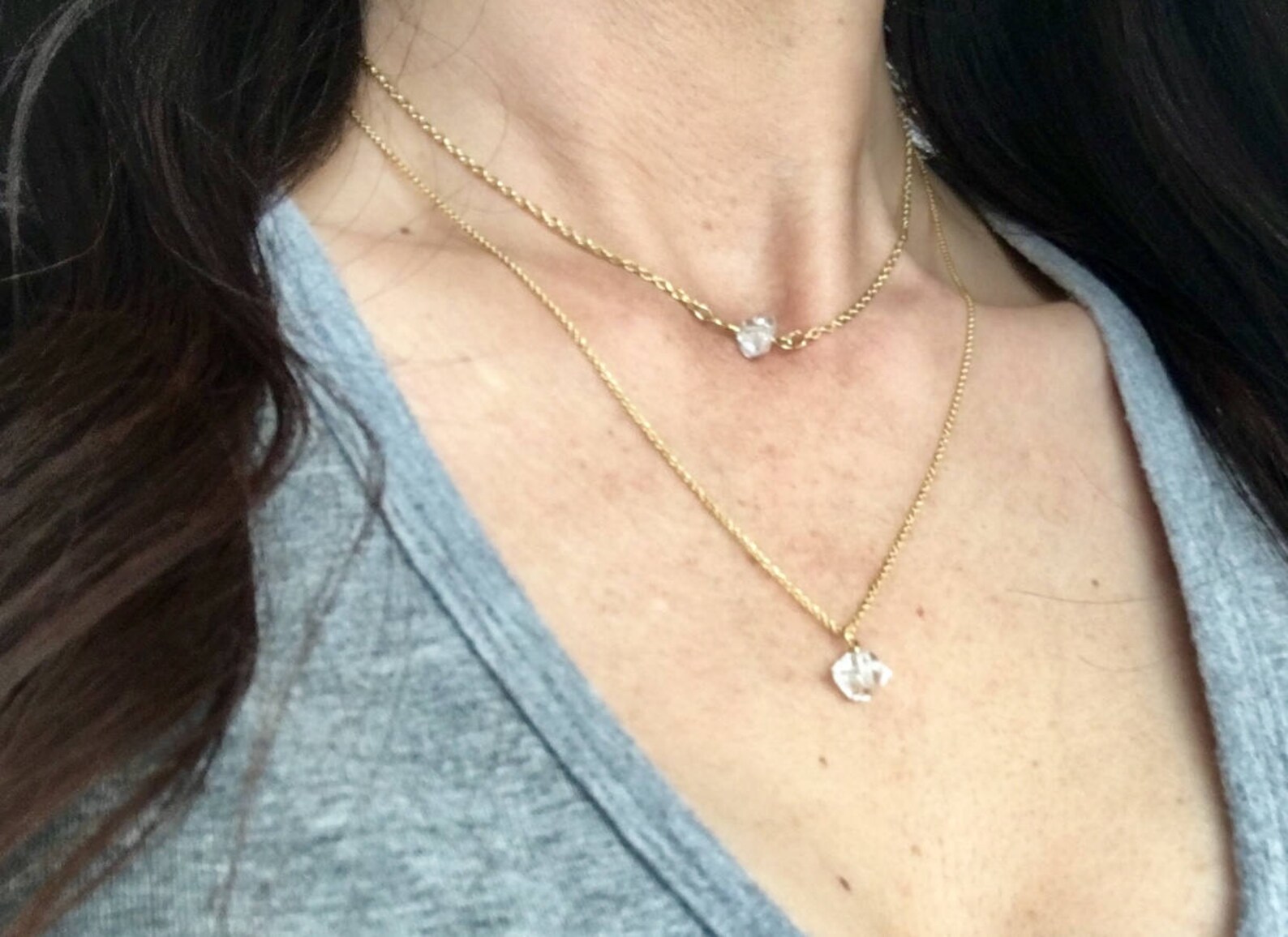 Herkimer Diamond Necklace,april Birthstone Necklace,herkimer Drop ...