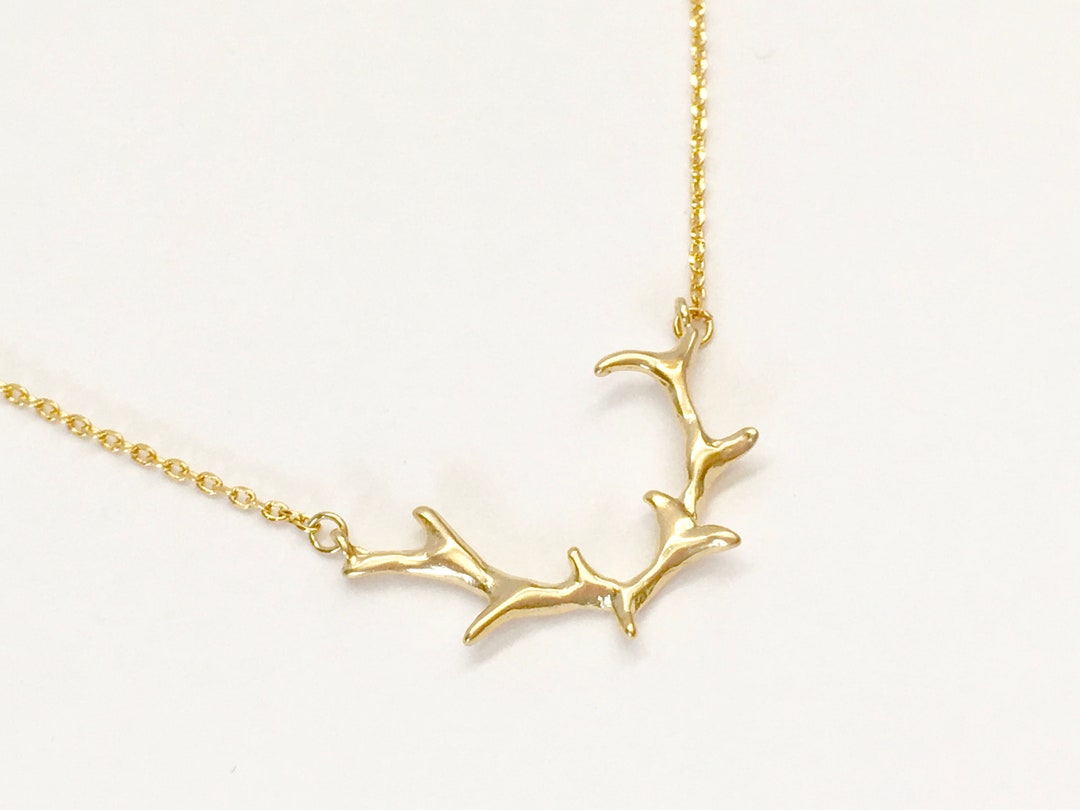 Lauren-deer Antlers Necklace,gold Deer Antlers Necklace,antlers ...