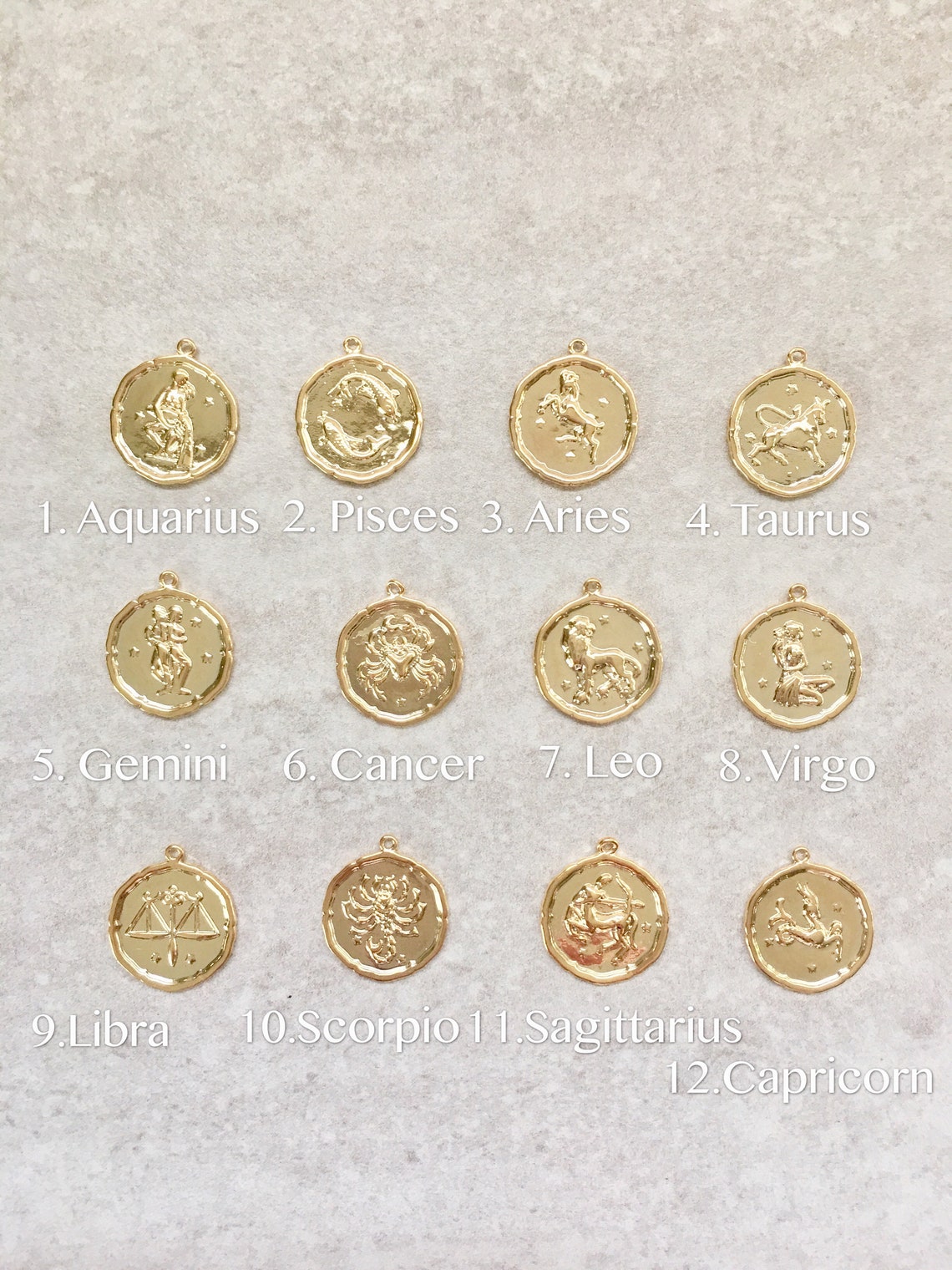 Zodiac Necklaceszodiac Coin Charm Necklaceszodiac Sign | Etsy