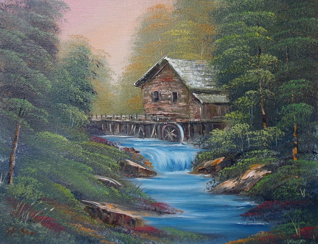 The Old Mill, ORIGINAL OIL PAINTING on Paper- Landscape 14" X 11" - Etsy