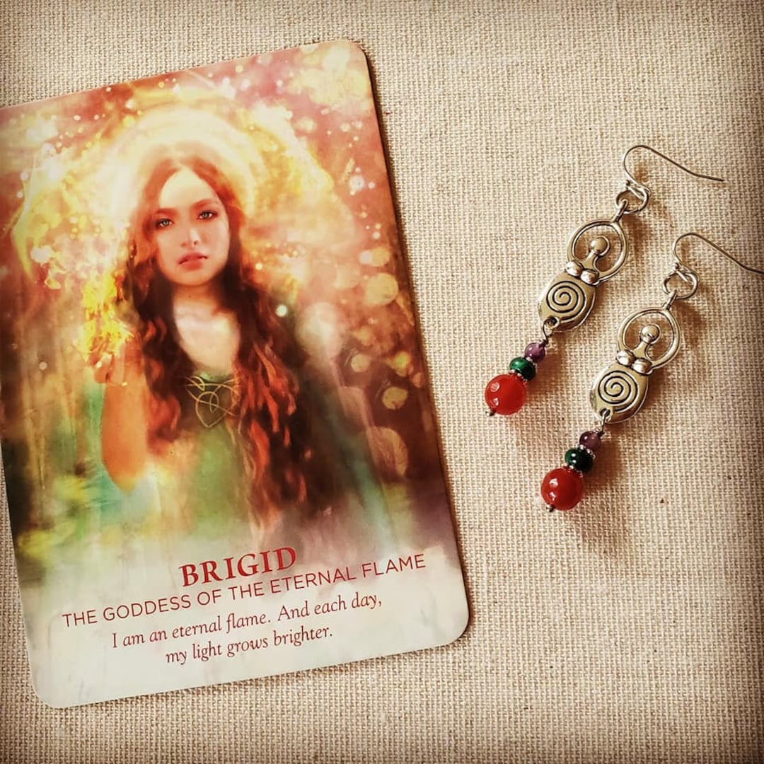 Goddess Brigid Earrings - Brighid Jewelry - Brigit Earrings - Goddess ...