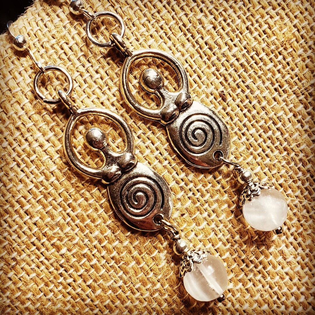 Buy Selenite Earrings - Selenite Goddess Earrings - Goddess Selene ...