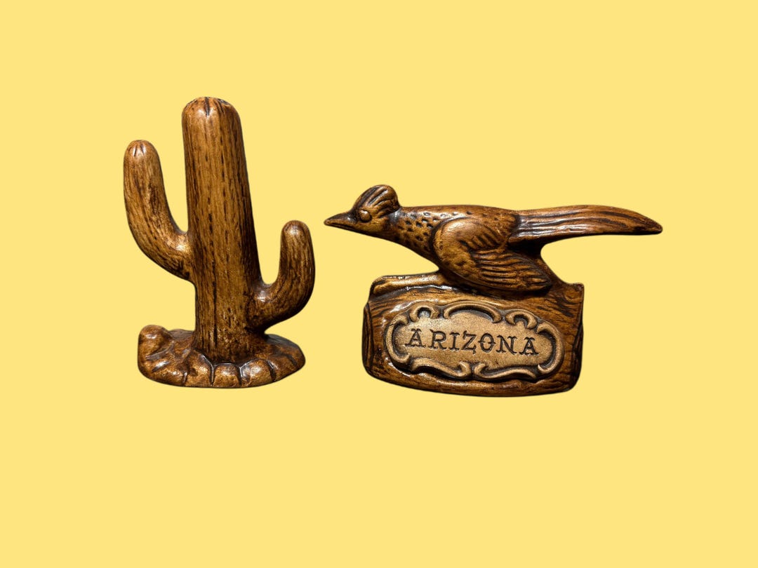 Vintage Treasure Craft ARIZONA Road Runner and Cactus Salt & Pepper Set ...