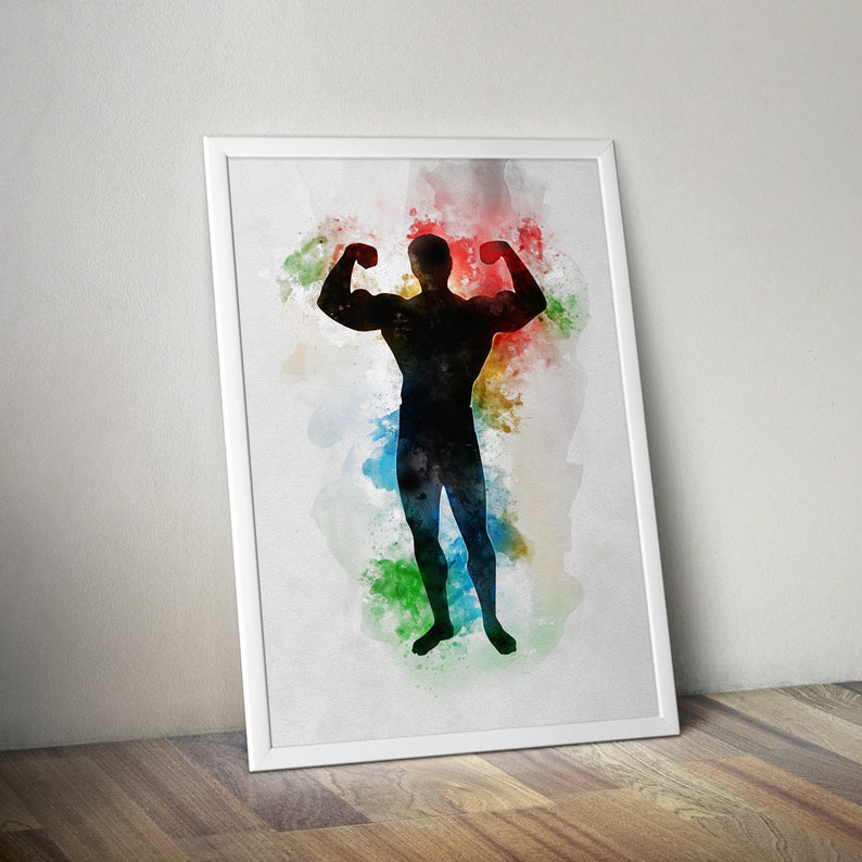 Body Builder Watercolor Wall Art Poster Bodybuilding Print | Etsy