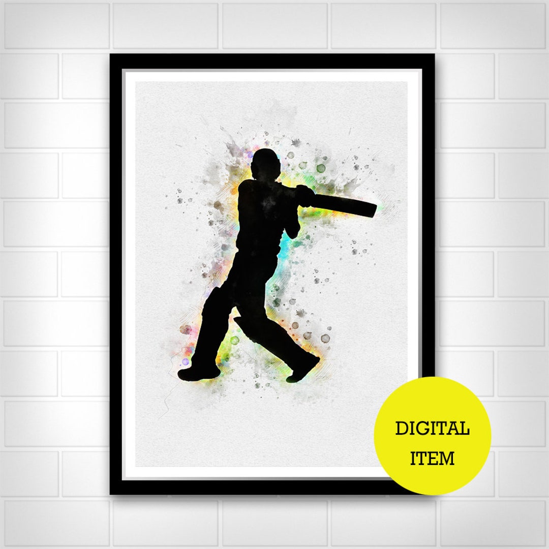 Cricketer Digital Father Present Gift for Boy / Man Sport Wall - Etsy