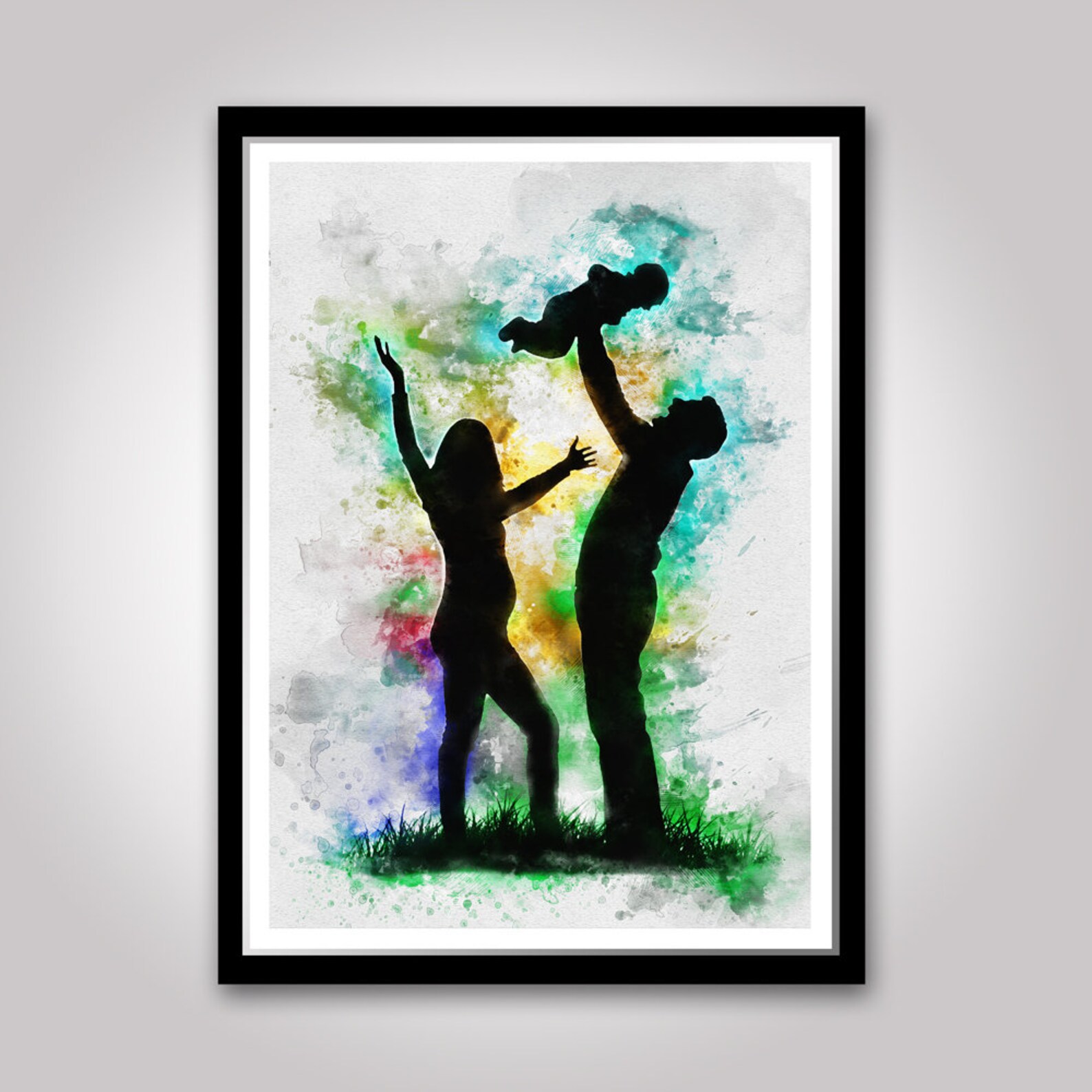 Happy Family Print Watercolor Wall Art Poster Lovely Room | Etsy