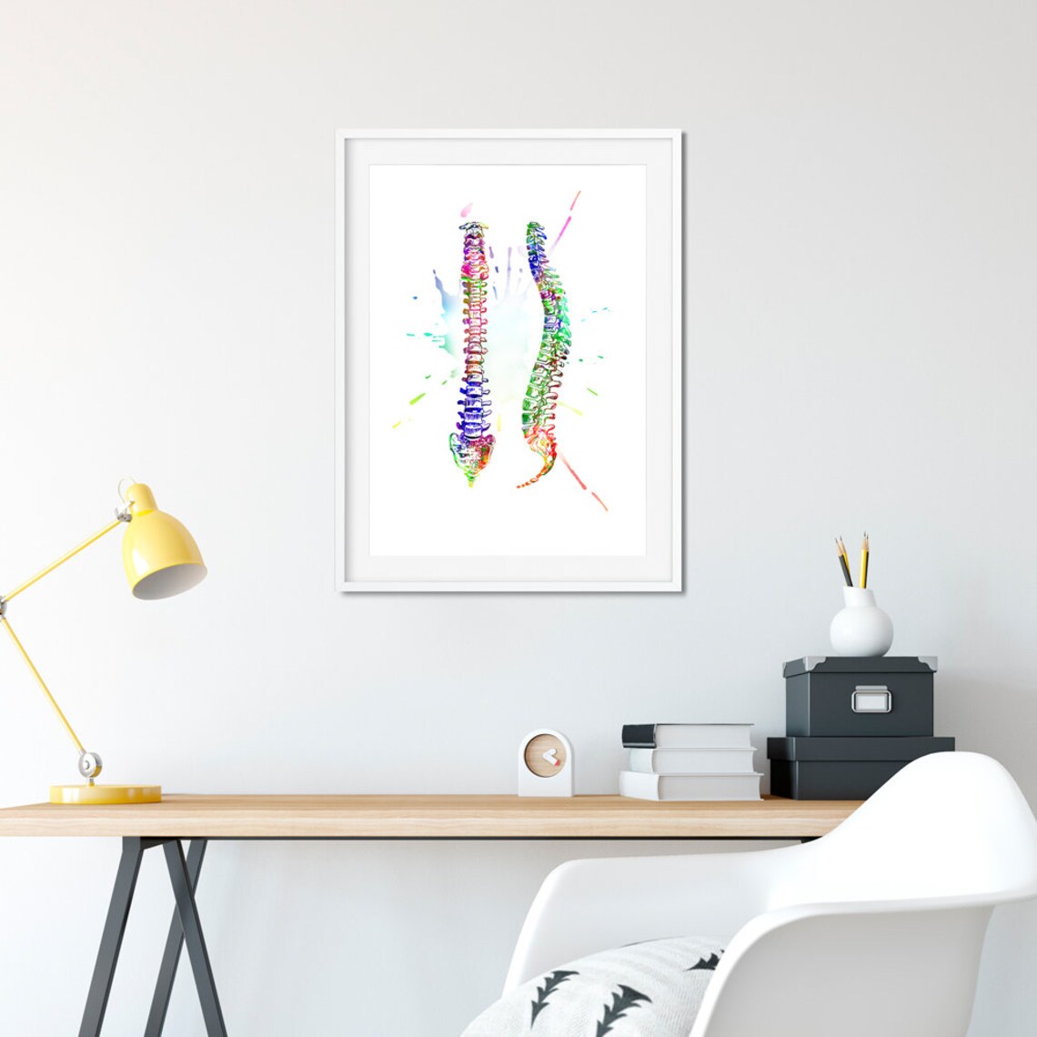 Spine art poster Watercolor wall decor Color print Gift idea | Etsy