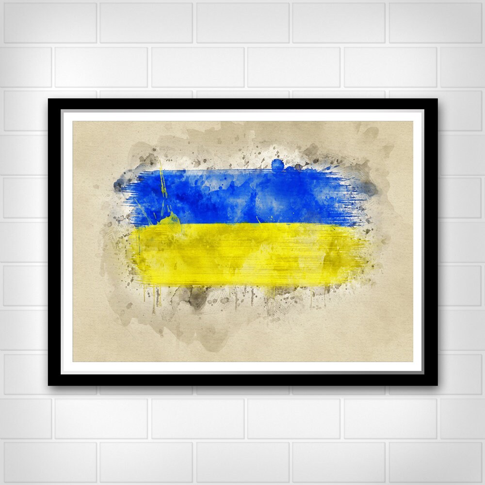 Flag of Ukraine Art Print Patriotic Gift Watercolor Wall Decor | Etsy