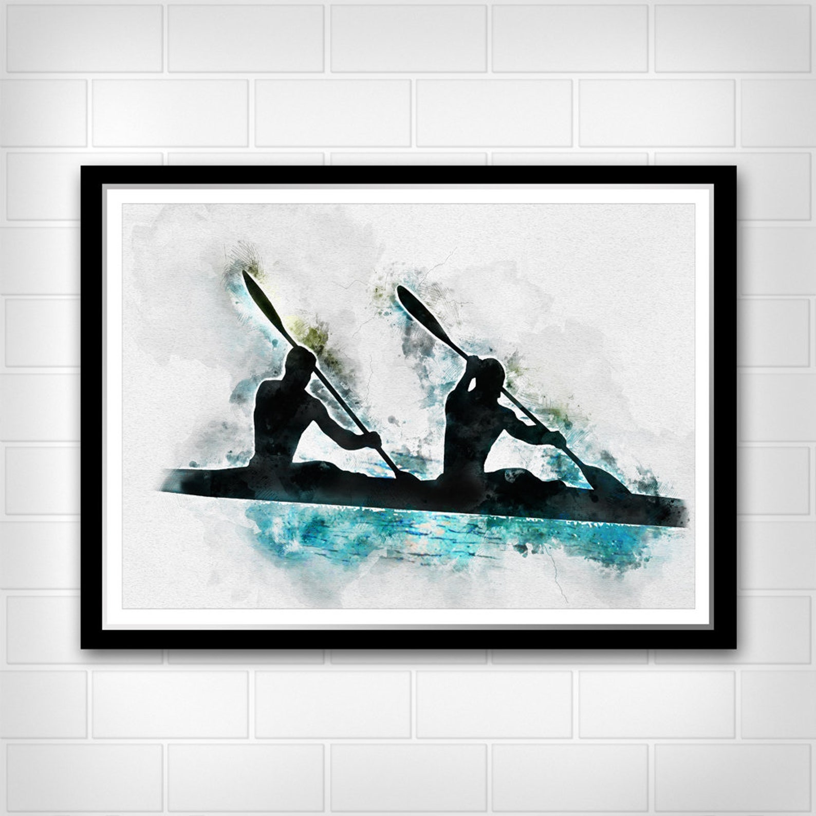 Canoe Kayak Sprint K2 Mens Kayak Double Art Print Watercolor | Etsy