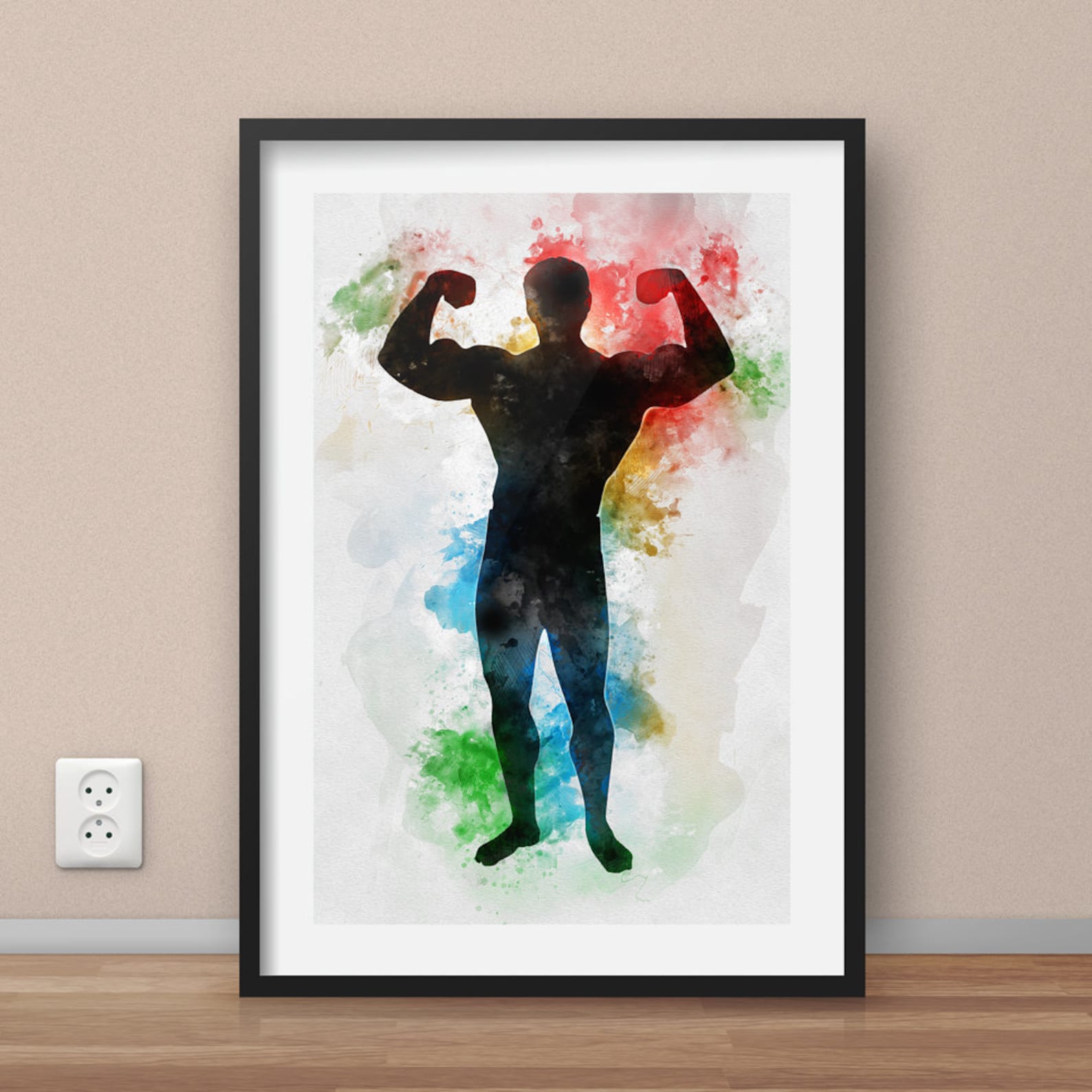 Body builder Watercolor wall art poster Bodybuilding print | Etsy