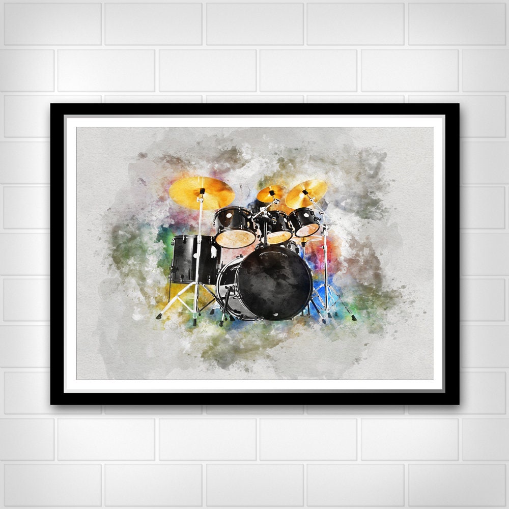 Drum Kit Print Music Room Decor Drummer Gift Wall Art Birthday | Etsy
