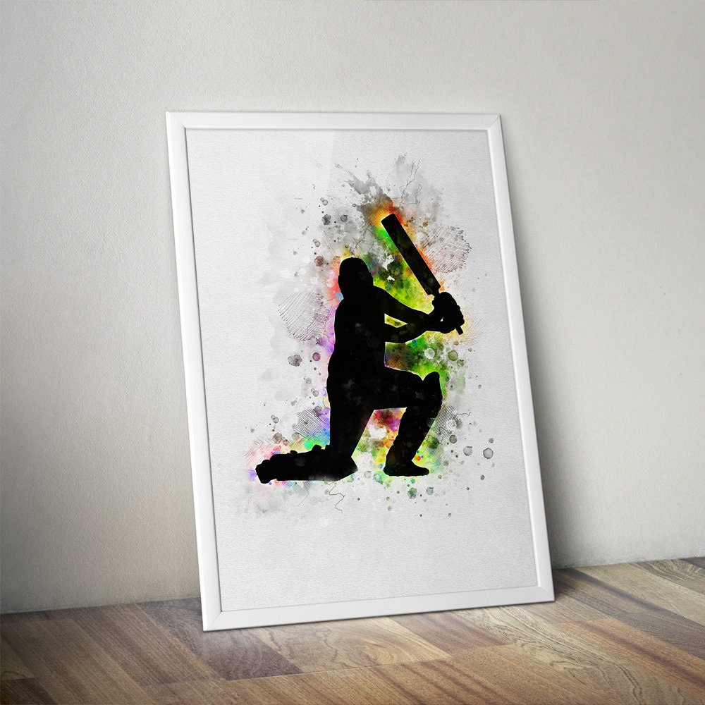 Cricketer Art Print Watercolor Wall Decor Fathers Day Gift - Etsy UK