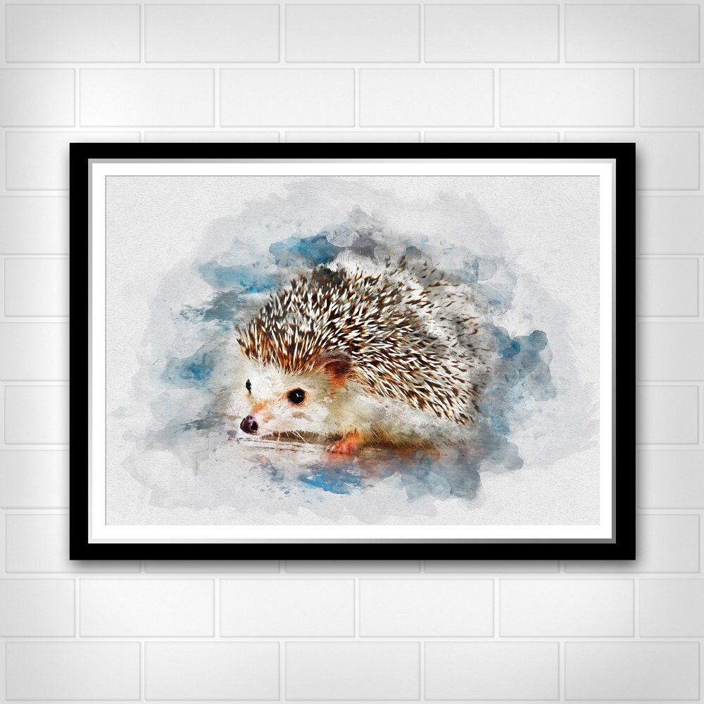 Hedgehog Print Watercolour Wall Art Poster Home Office - Etsy