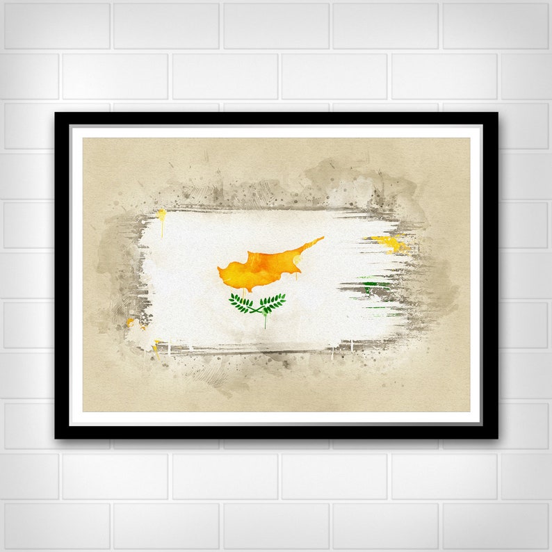 Flag of Cyprus Art Office and Home Decor Watercolor Patriotic - Etsy