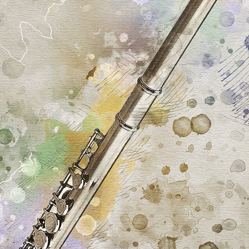 Flute Print Watercolor Wall Art Poster Room Decor Play Music - Etsy