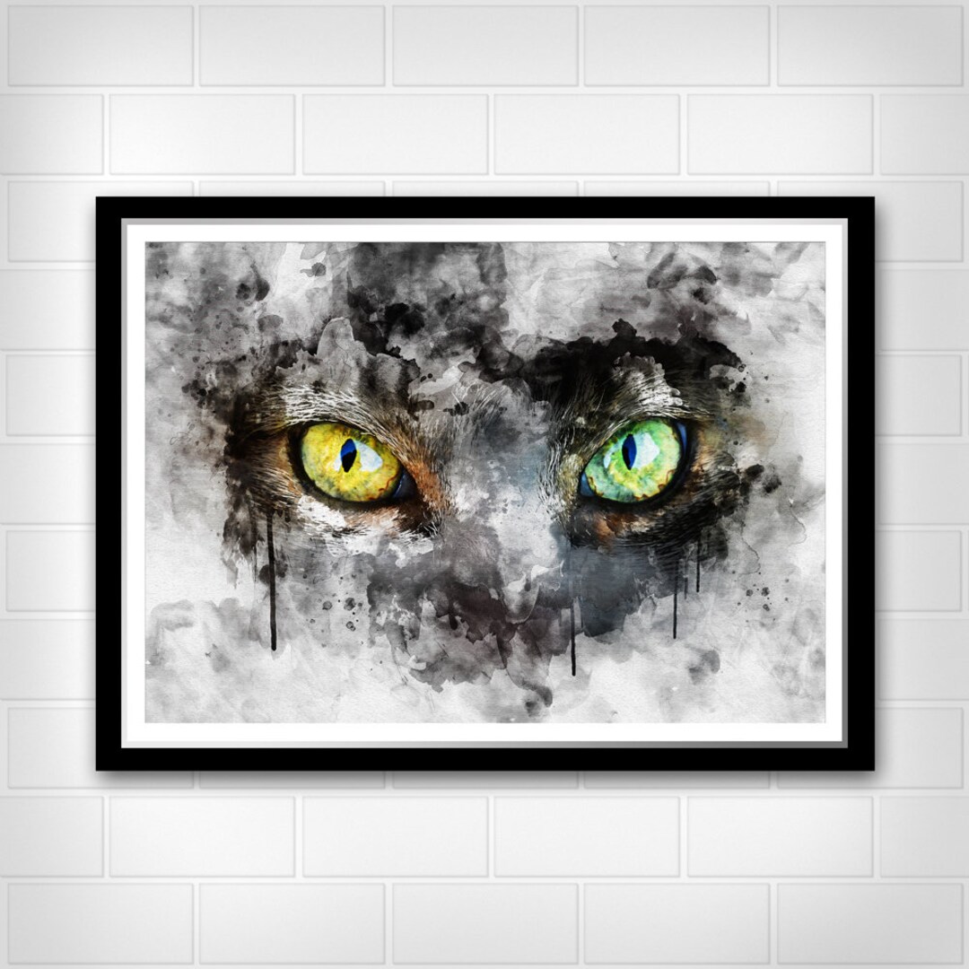 Cat Eyes Print Watercolor Wall Art Poster Unisex Gift Room Decor ...
