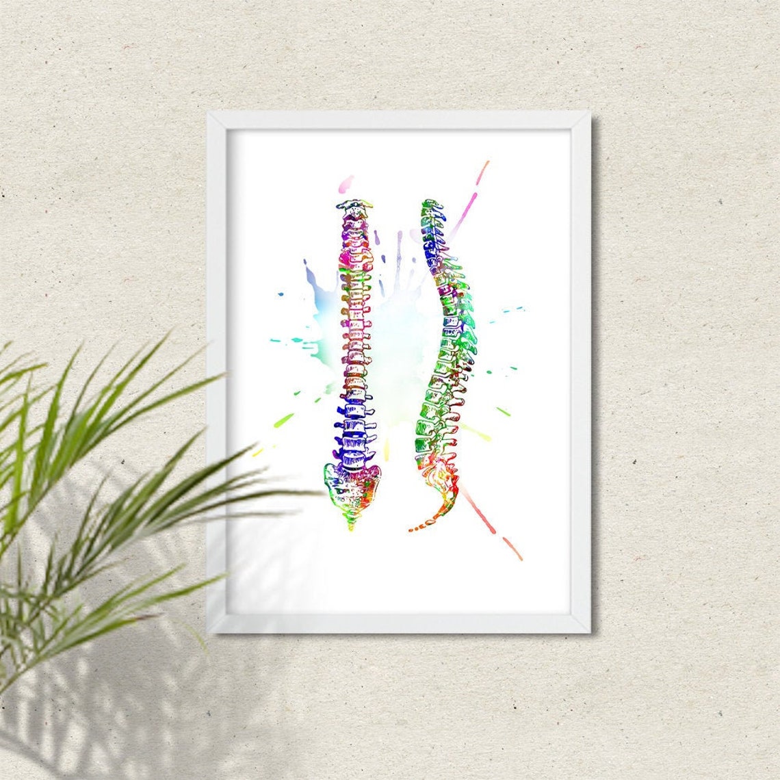 Spine Art Poster Watercolor Wall Decor Color Print Gift Idea - Etsy