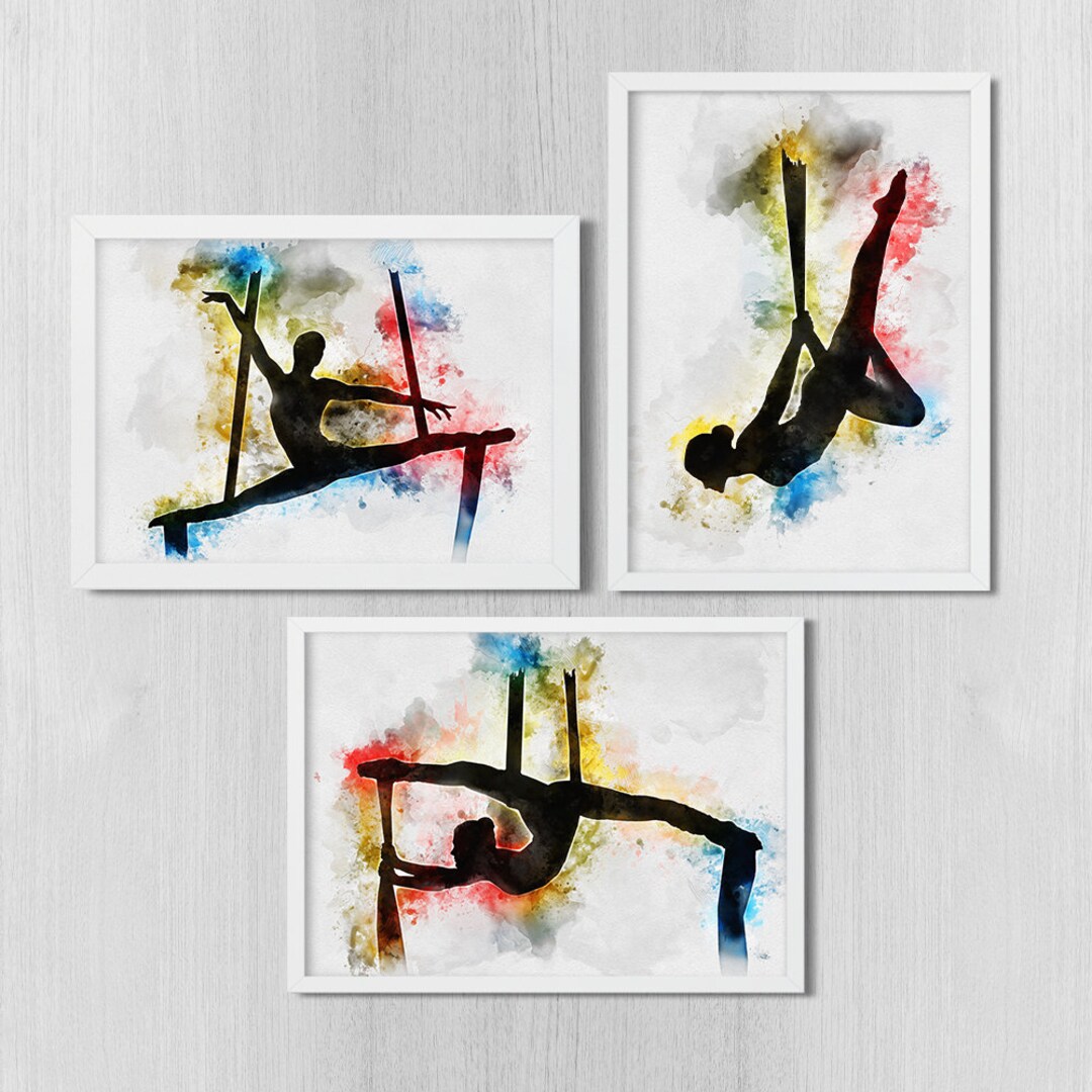 Acro Aerial Woman Dancer Print Room Decor Set of Three Prints ...