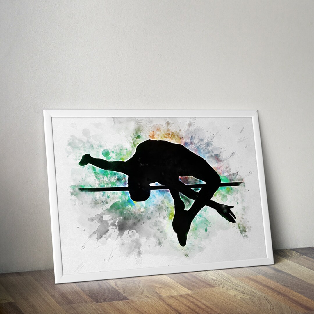 High Jumping Gift for Man or Boy Sport Room Decor Watercolor - Etsy