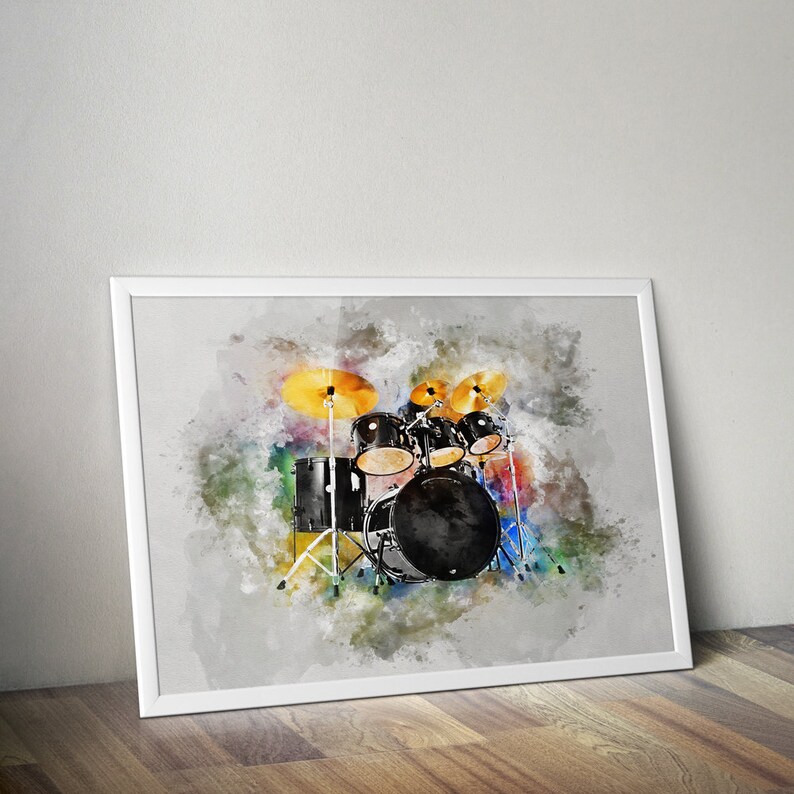 Drum Kit Print Music Room Decor Drummer Gift Wall Art Birthday | Etsy