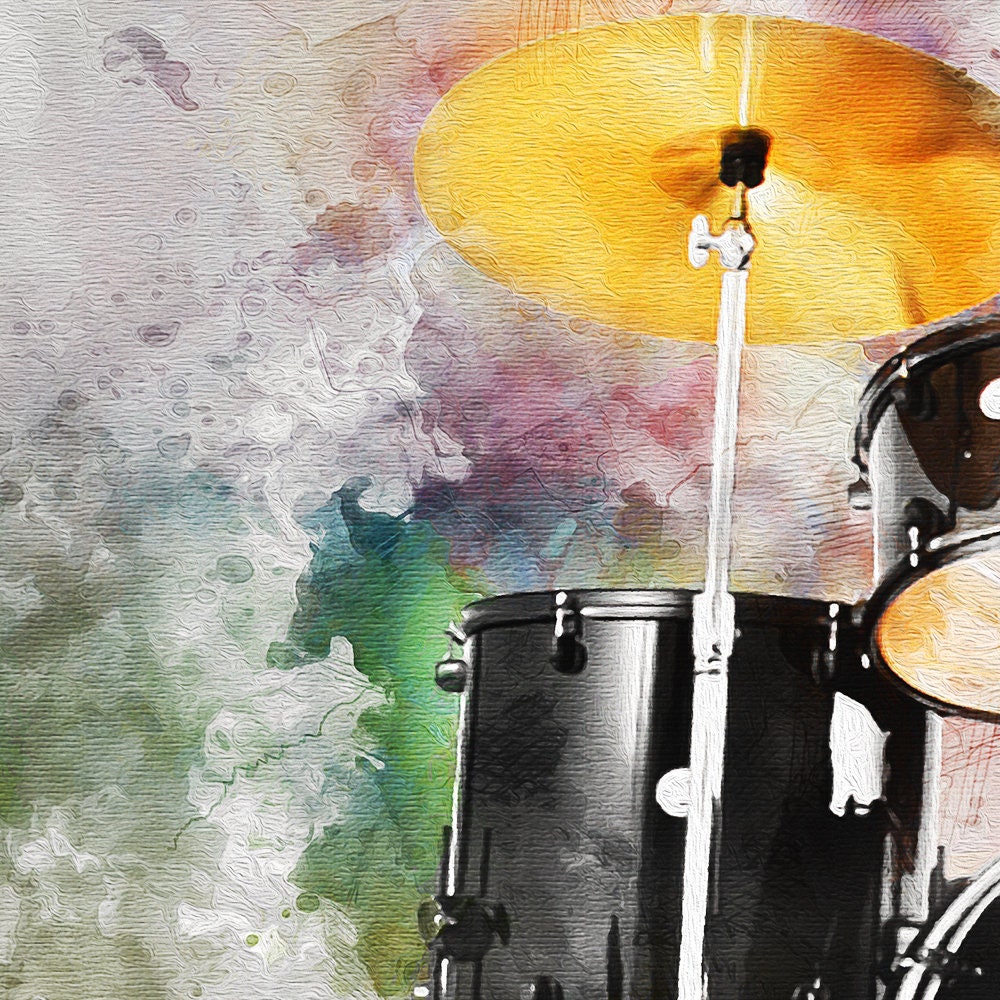 Drum Kit Print Music Room Decor Drummer Gift Wall Art Birthday | Etsy
