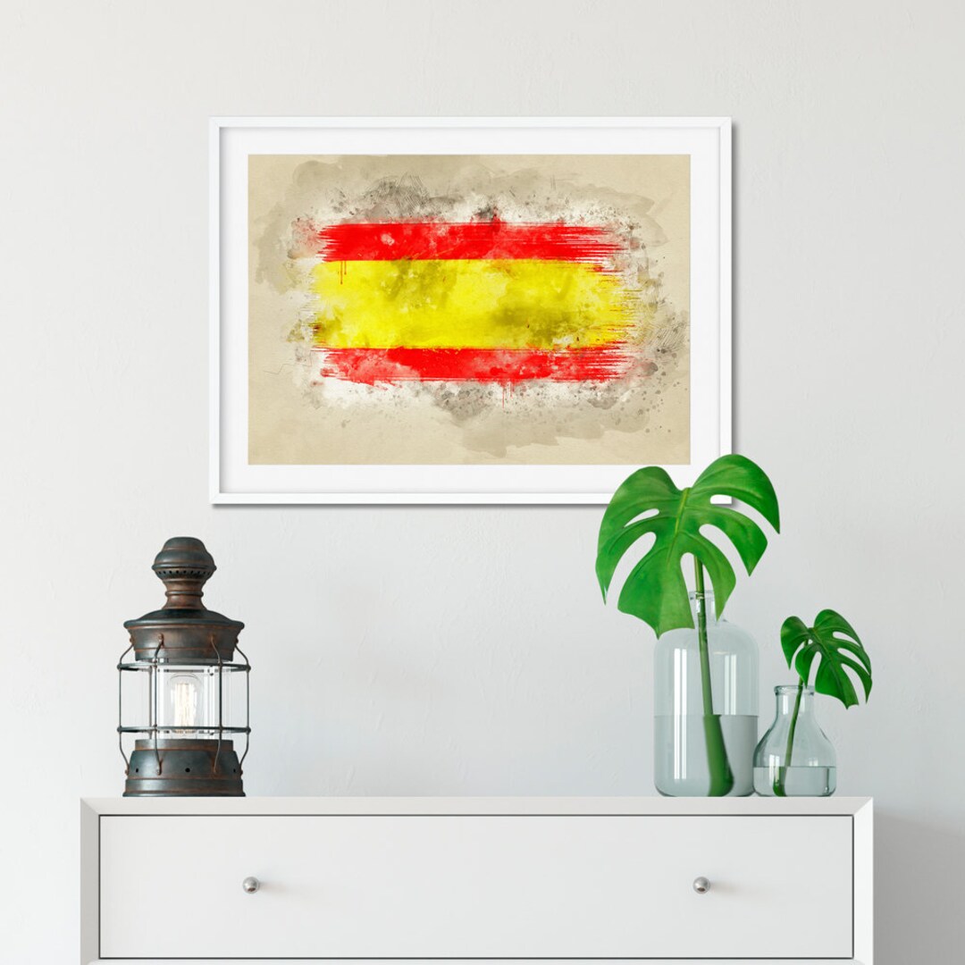 Spanish Flag Poster Watercolor Wall Decor Art Patriotic Gift - Etsy
