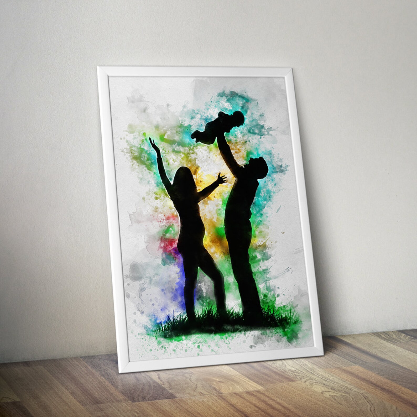 Happy Family Print Watercolor Wall Art Poster Lovely Room | Etsy