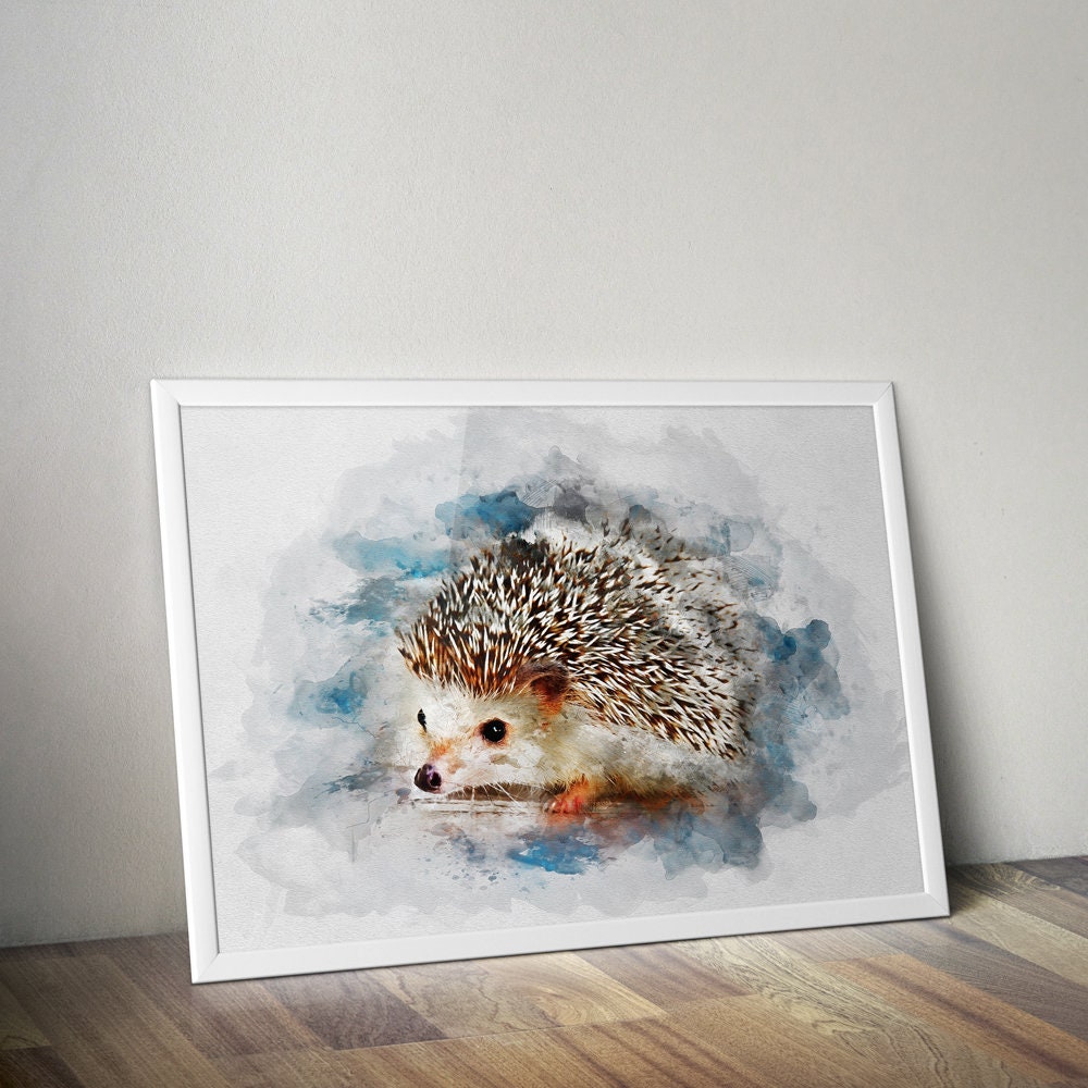 Hedgehog Print Watercolour Wall Art Poster Home Office - Etsy