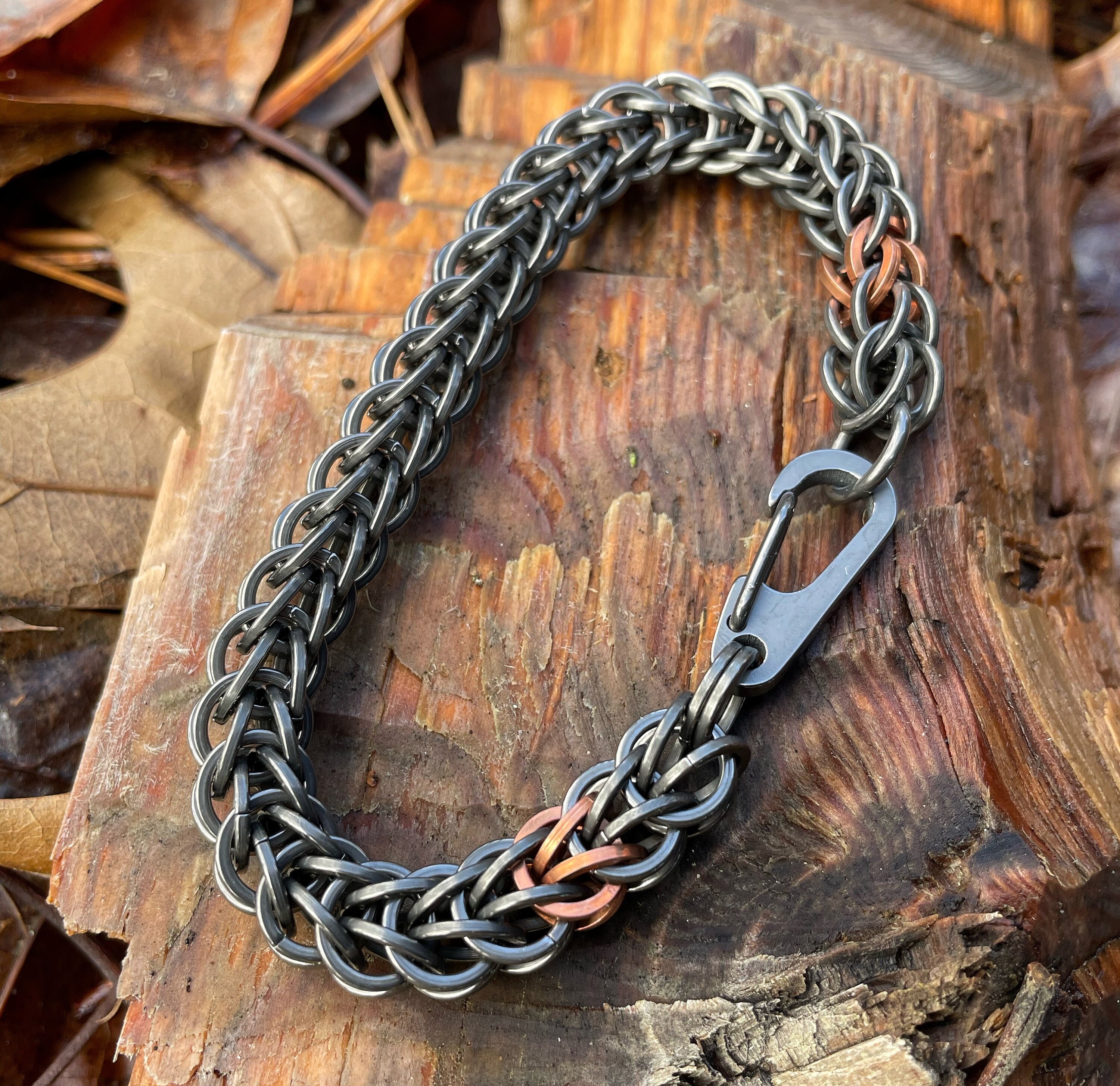 Blackened Titanium & Copper Square Edge Chain, Blackened Titanium ...